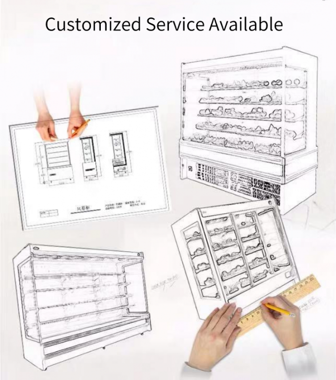 220V Commercial Open Display Case Cooler Multiscene Antiwear